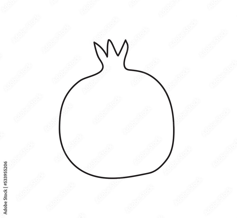 Pomegranate. Modern single line art drawing. Outline draw design vector ...