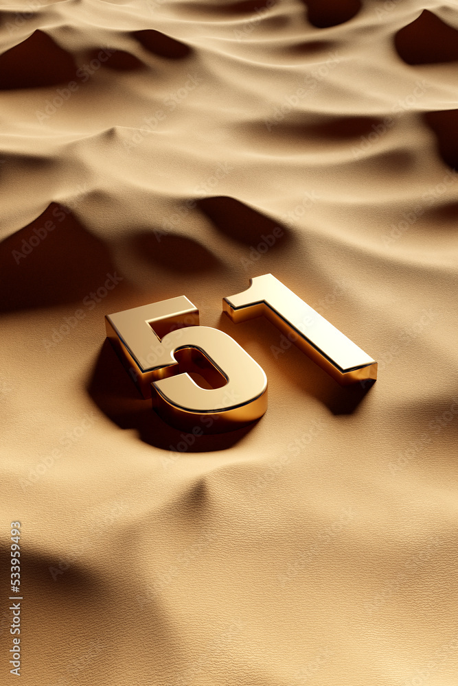 UAE's 51 National Day Celebration - 51 written in Desert Sand - 3D ...