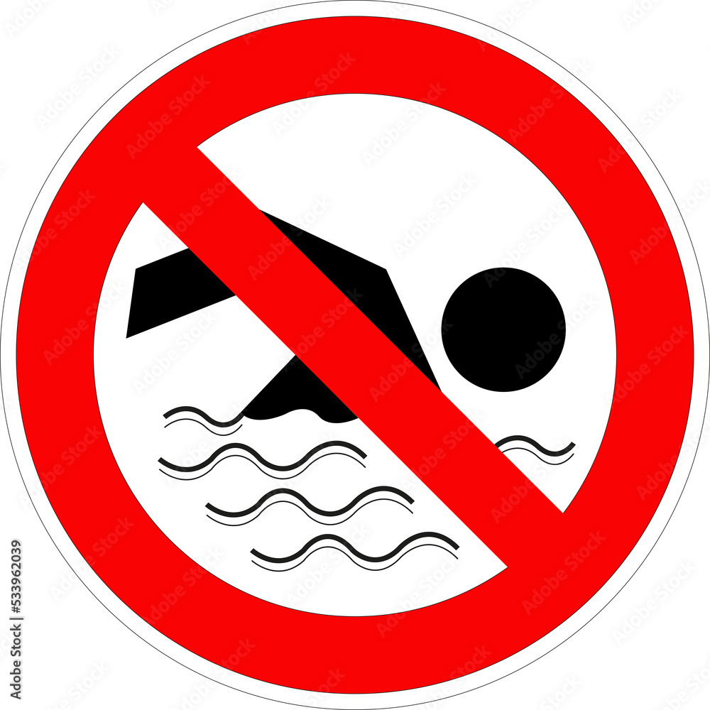 Panneau Baignade interdite Stock Illustration | Adobe Stock