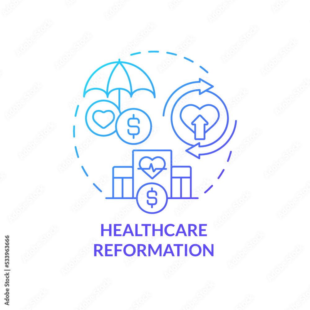 Healthcare reformation blue gradient concept icon. Medical service ...
