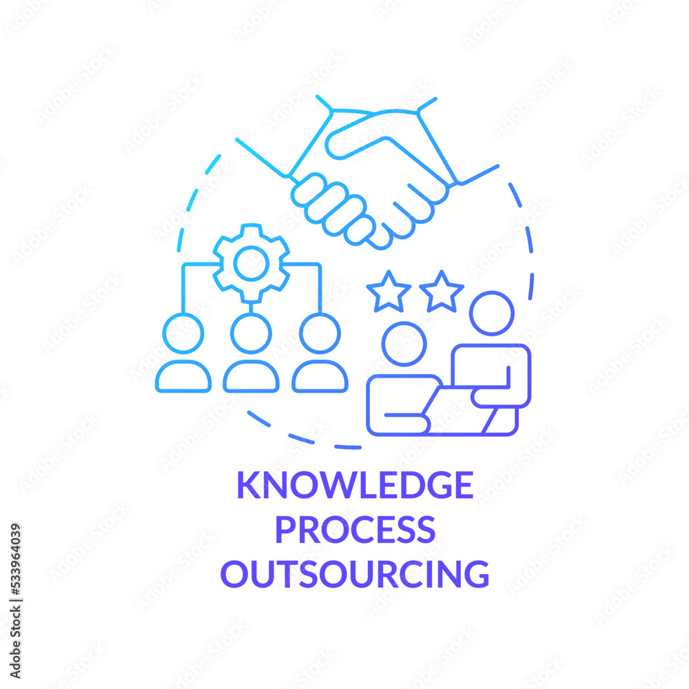 Knowledge process outsourcing blue gradient concept icon. Expert ...