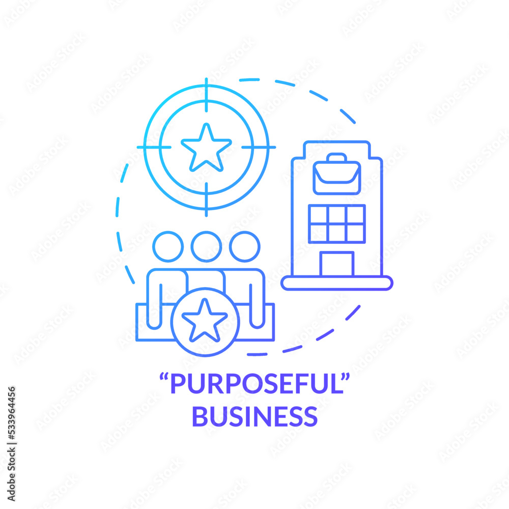 Purposeful business blue gradient concept icon. Brand image and ...