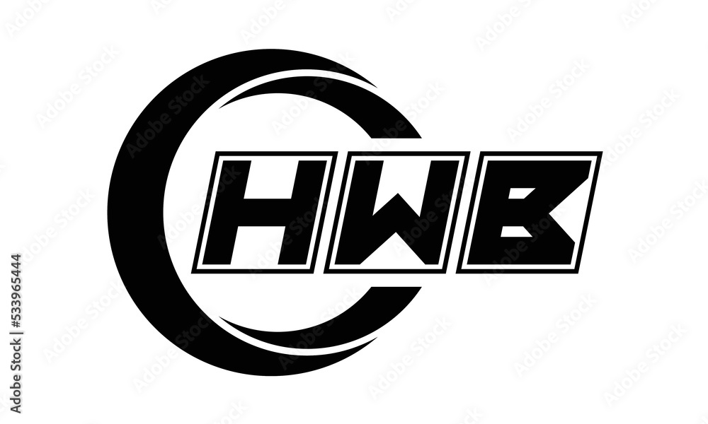 HWB three-letter circle logo design. custom font logo vector template ...