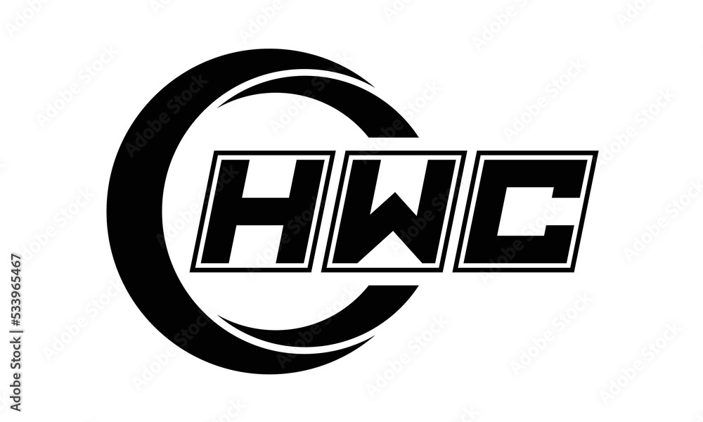HWC three-letter circle logo design. custom font logo vector template ...