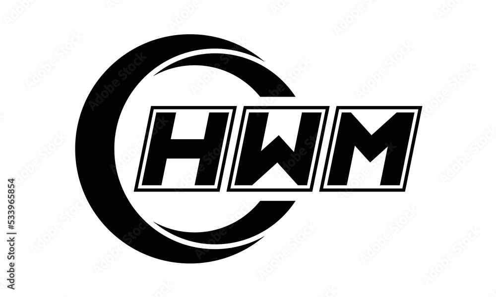 HWM three-letter circle logo design. custom font logo vector template ...