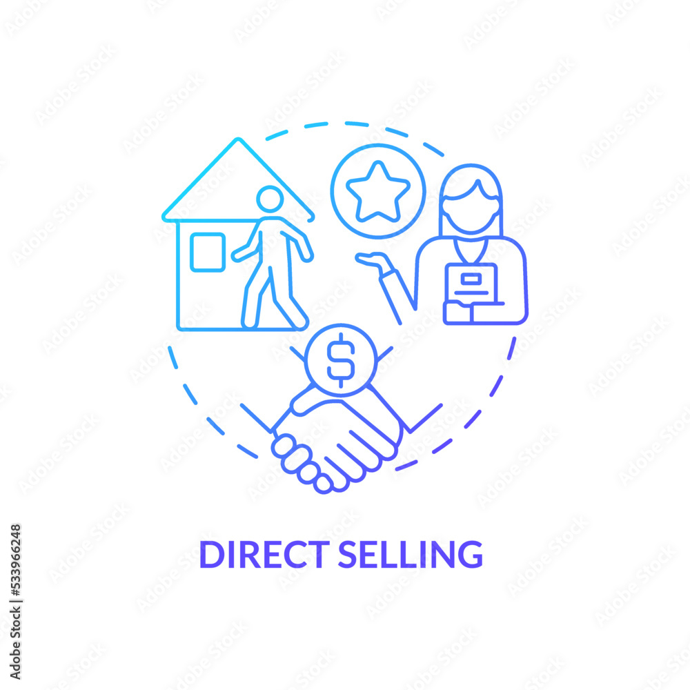 Vecteur Stock Direct selling blue gradient concept icon. Personal ...