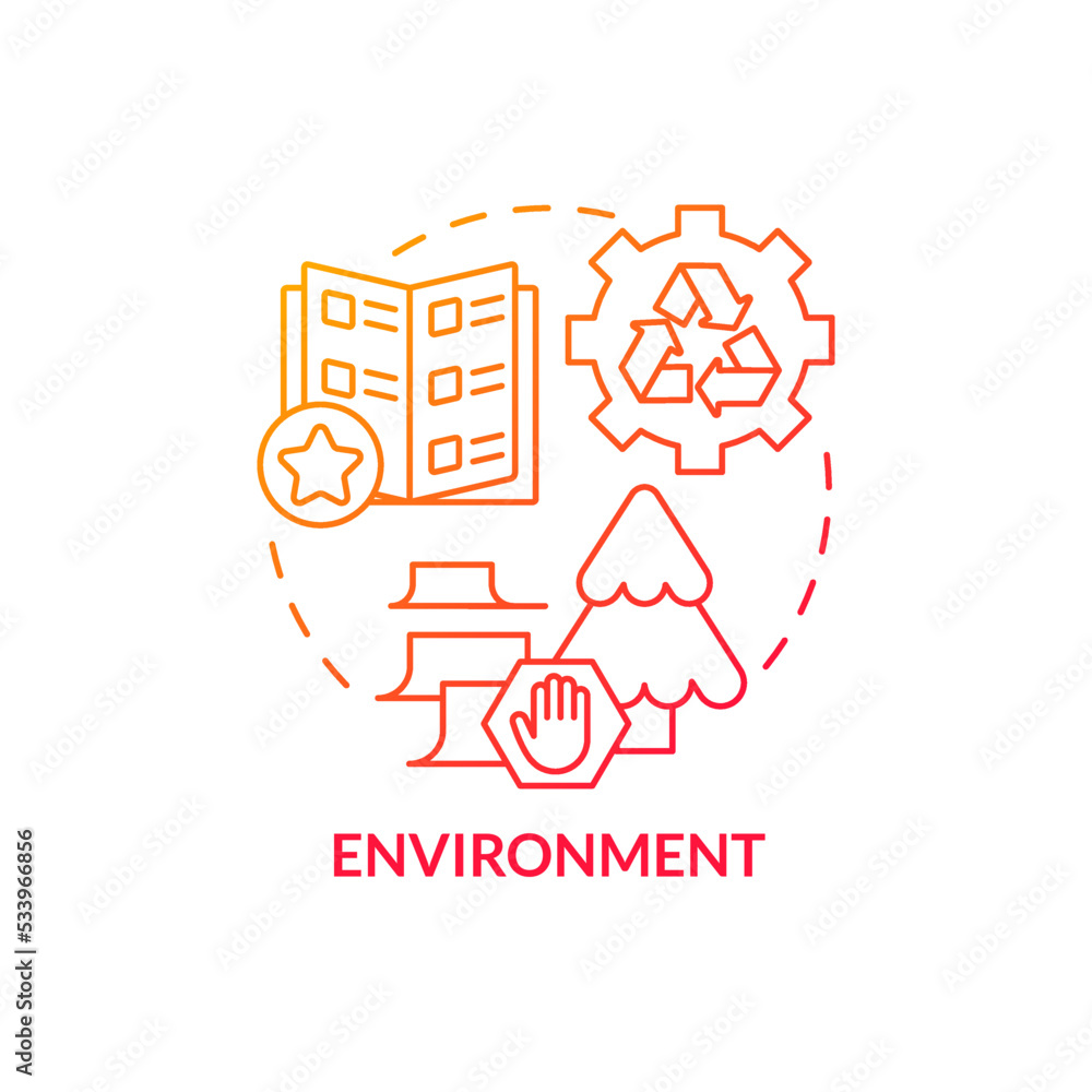 Environment red gradient concept icon. Negative impact on nature ...