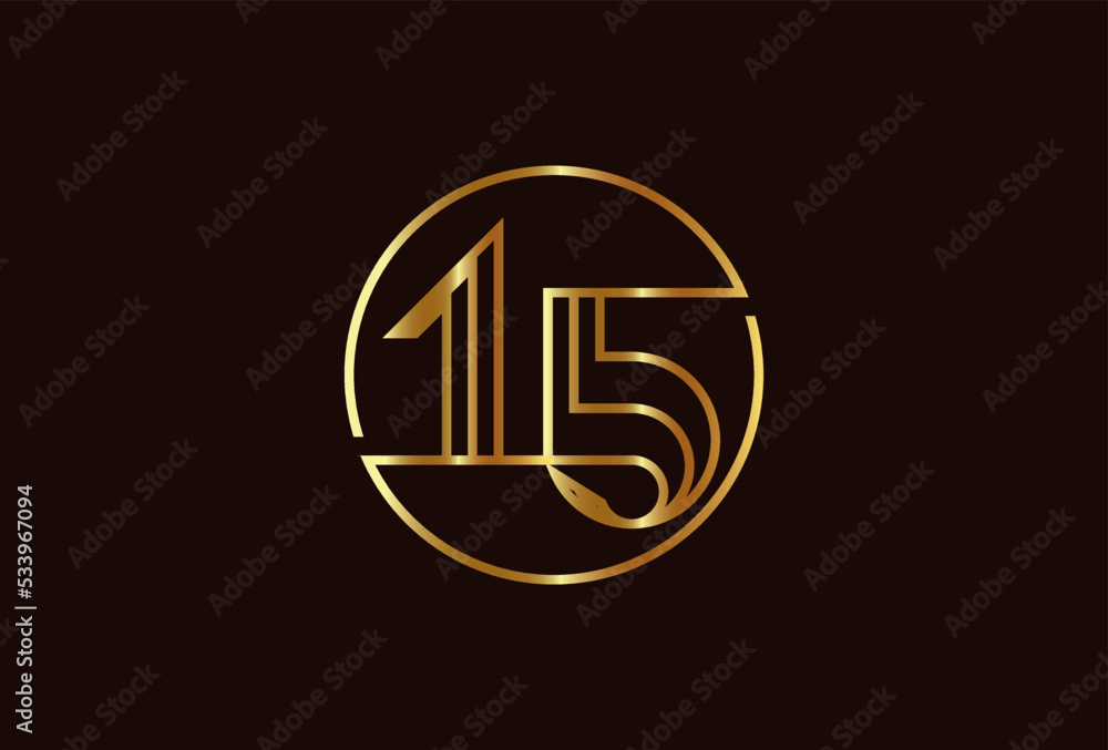 Number 15 Logo, Number 15 monogram line style inside circle can be used ...