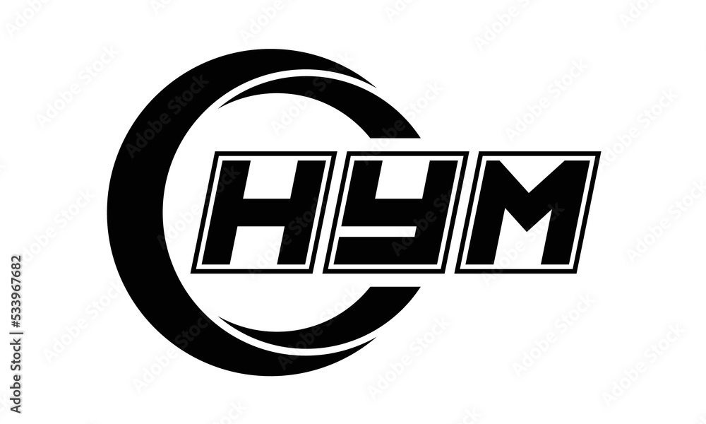 HYM three-letter circle logo design. custom font logo vector template ...