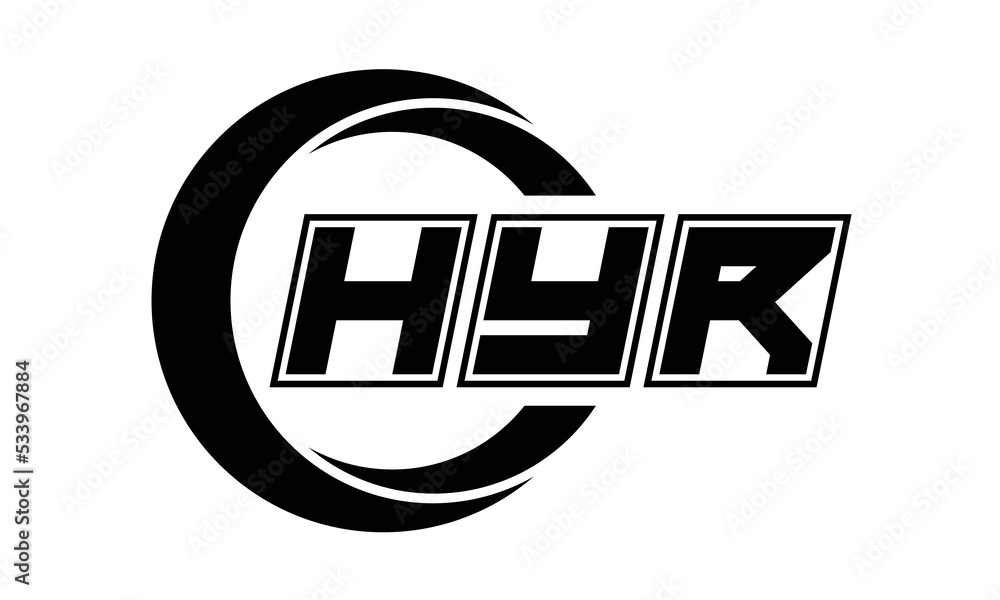 HYR three-letter circle logo design. custom font logo vector template ...