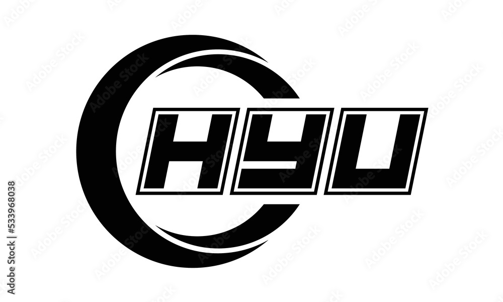 HYU three-letter circle logo design. custom font logo vector template ...
