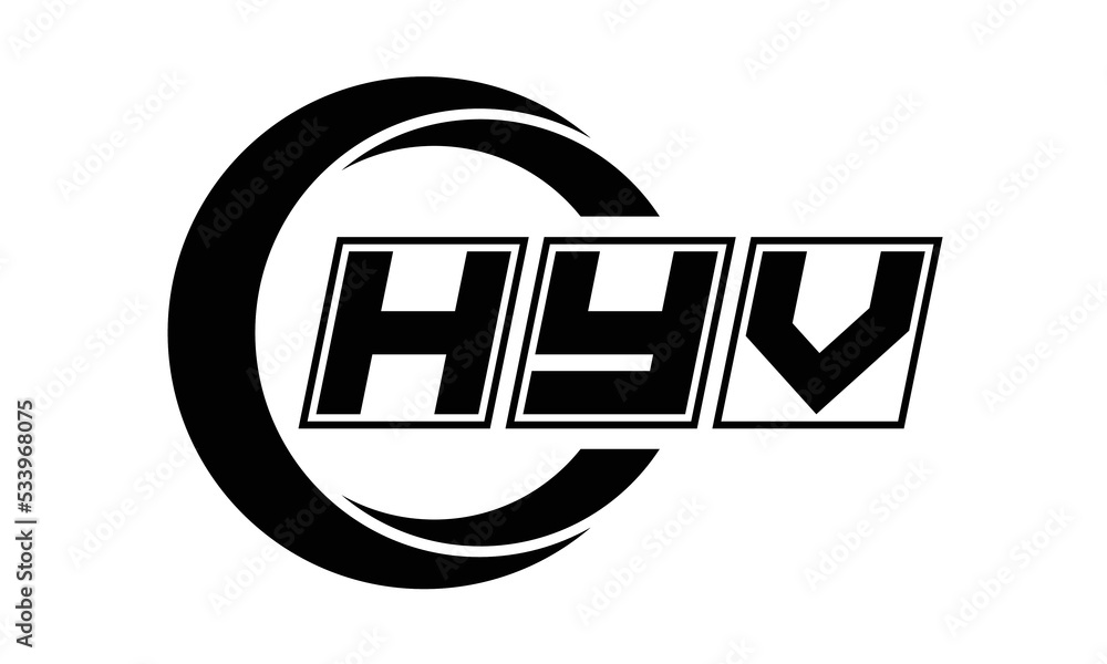 HYV three-letter circle logo design. custom font logo vector template ...