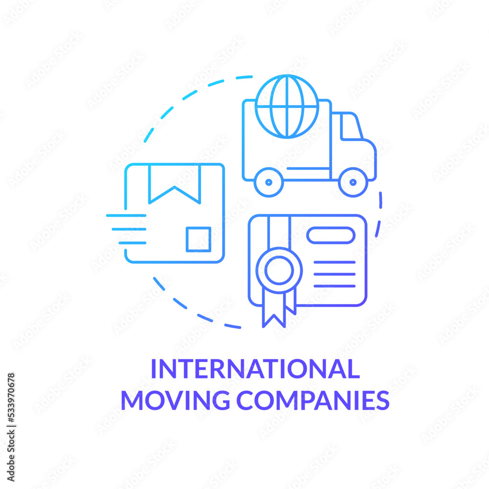 International moving companies blue gradient concept icon ...