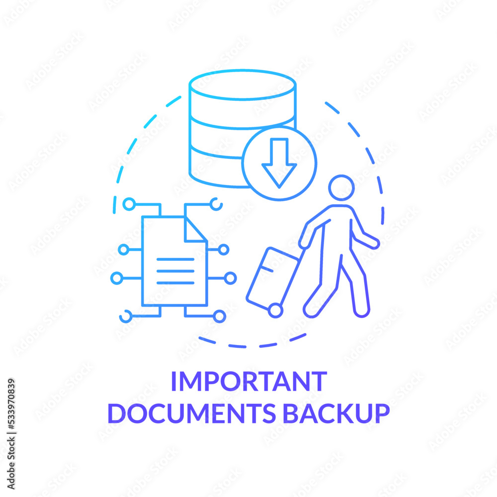 Important document backup blue gradient concept icon. Copy personal ... Important document backup blue gradient concept icon. Copy personal ...