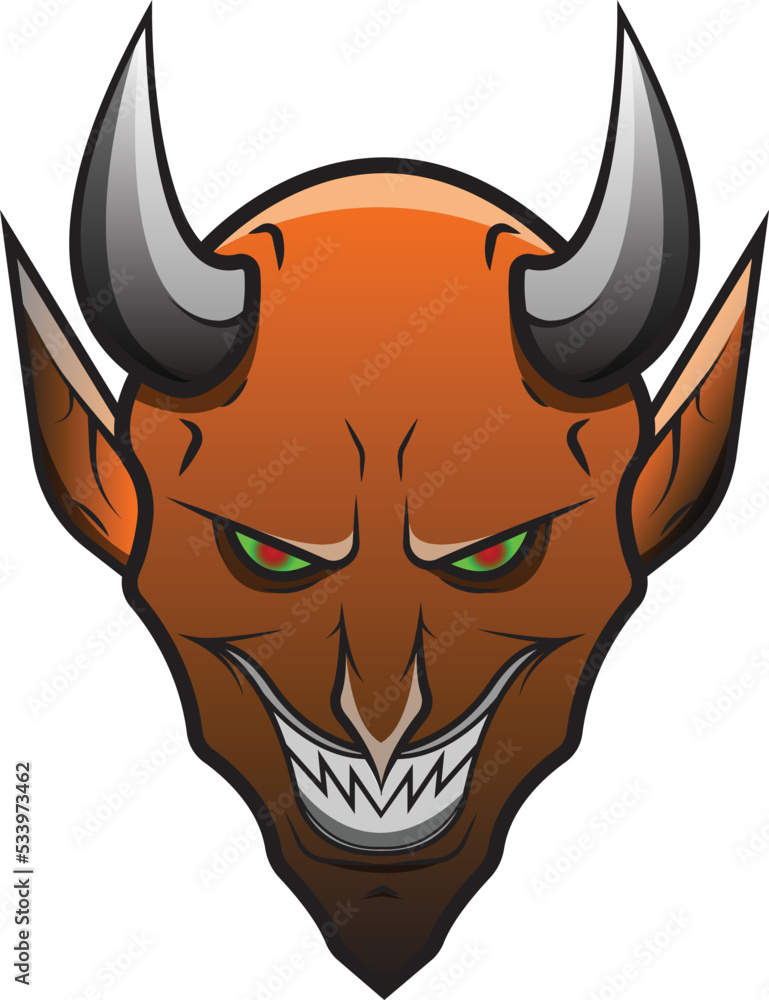 Vector Illustration of Devil Head in Vintage Style Stock Vector | Adobe ...