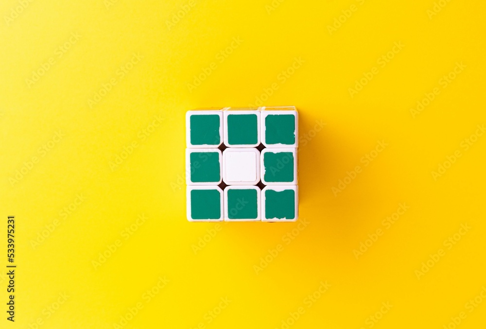 White Rubik's Cube top view. Box Pattern Rubik's Cube. Stock Photo ...