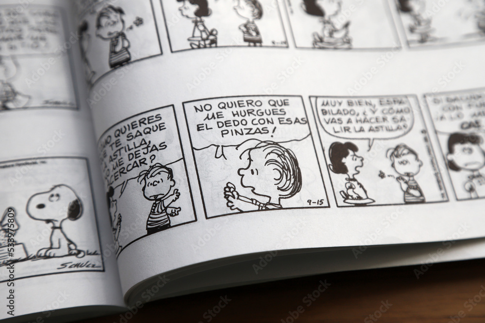 Linus and Lucy. Comic Peanuts. Snoopy, Charlie Brown and his friends ...