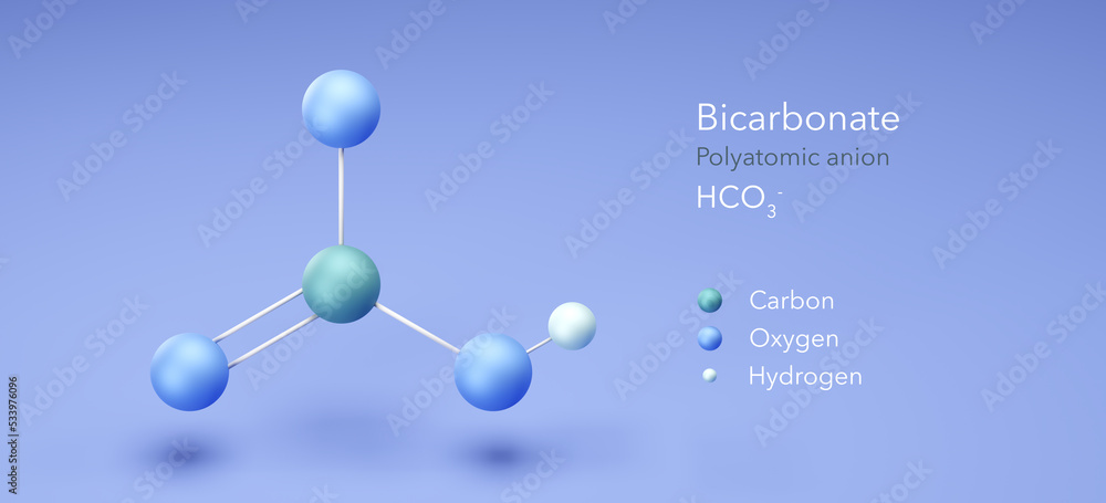 Poster bicarbonate, molecular structures, polyatomic anion, 3d model ...