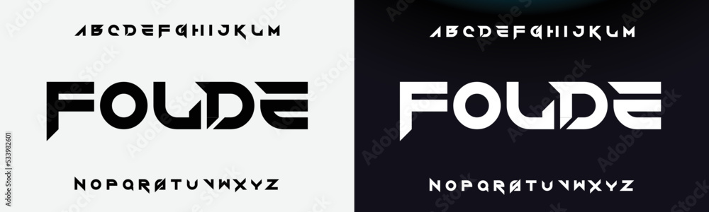 FOLDE Sports minimal tech font letter set. Luxury vector typeface for ...