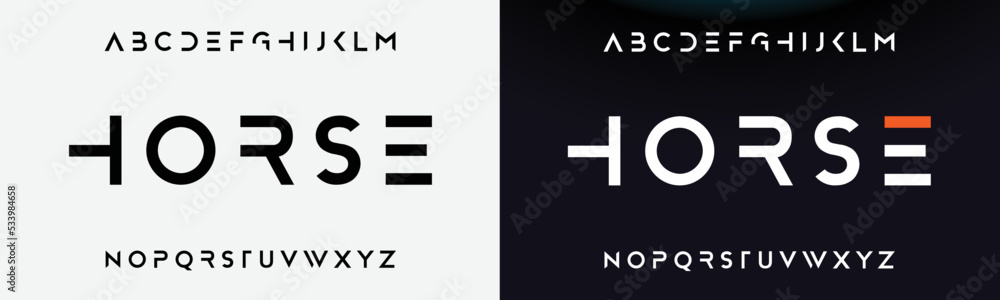 HORSE Sports minimal tech font letter set. Luxury vector typeface for ...