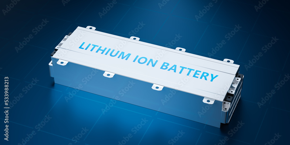 Electric vehicle lithium ion rechargeable battery module inside metal ...