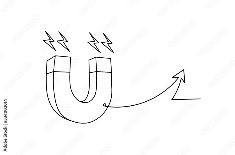 Magnet with direction as line drawing on white background Stock ...