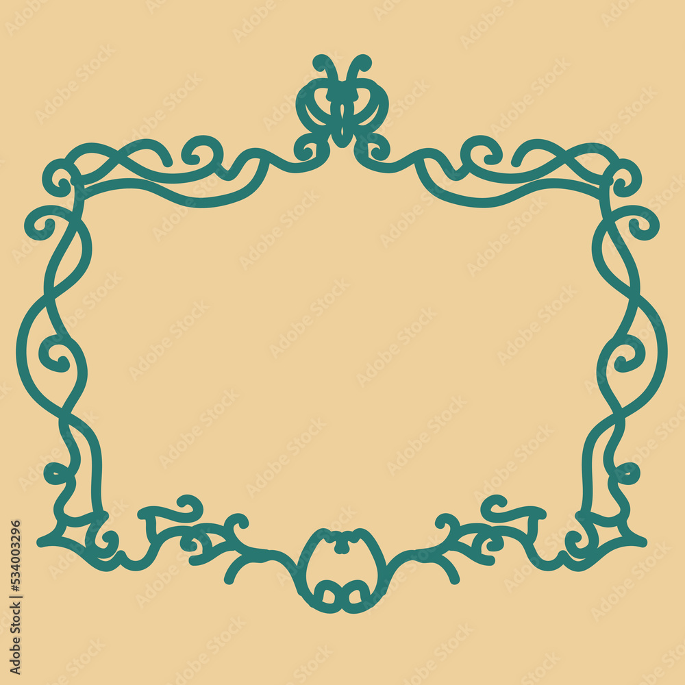 baroque Rococo line art frame decor. vector french luxury rich carved ...