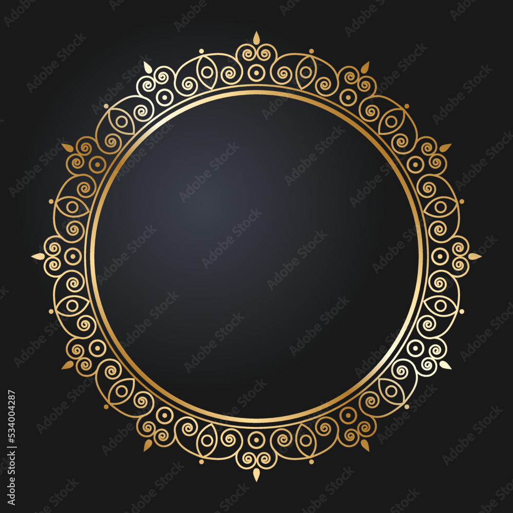 Beautiful round golden frame. Festive design. Gold border. Round frames vector. Stock Vector ...