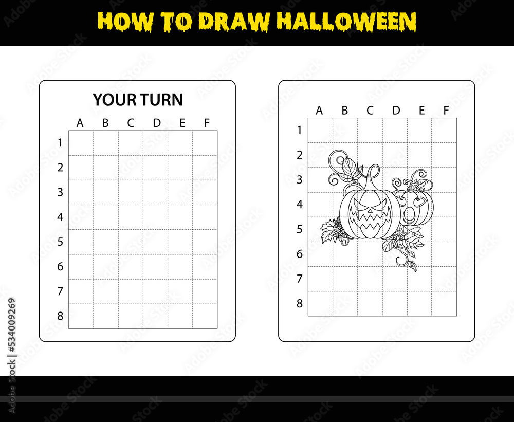 How to draw Halloween for kids. Halloween drawing skill coloring page ...