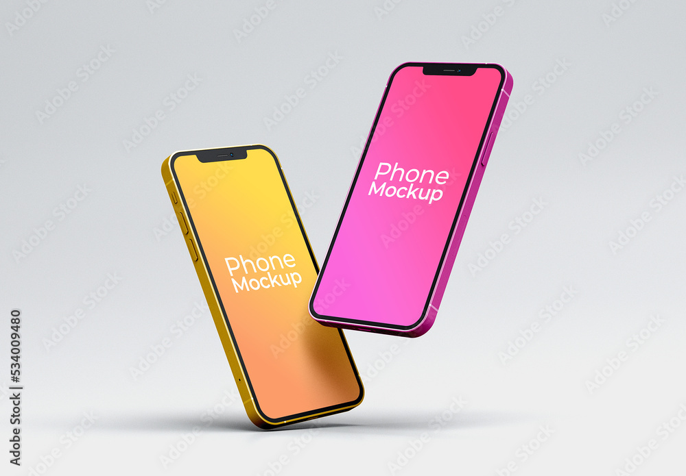 Floating Mobile Phone Mockup Stock Template | Adobe Stock