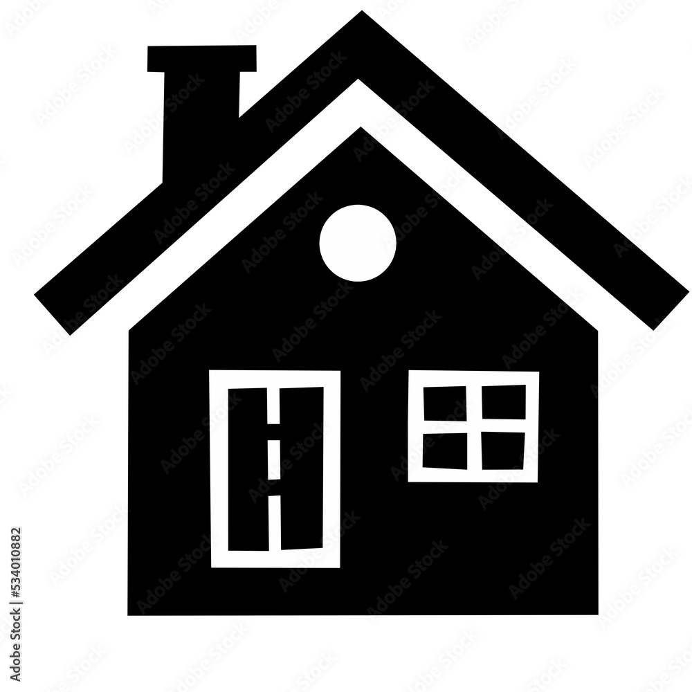 Home icon. Black silhouette isolated on white background. Vector ...