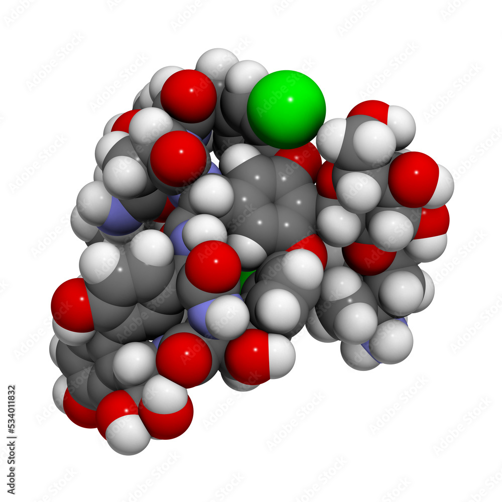 Vancomycin antibiotic drug (glycopeptide class), chemical structure ...
