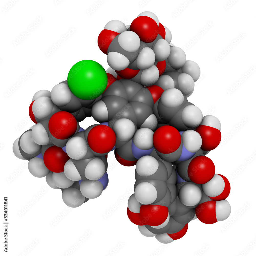 Vancomycin antibiotic drug (glycopeptide class), chemical structure ...