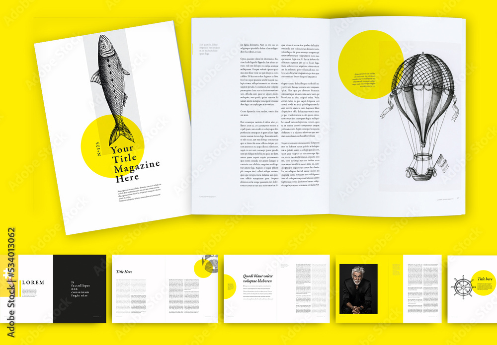 Minimal Multipurpose Magazine with Yellow Accents Stock Template ...
