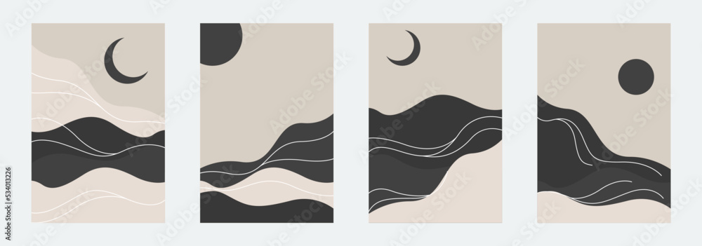 Mountain Boho Wall Decor Gallery Art. Minimalist Mid Century Modern ...