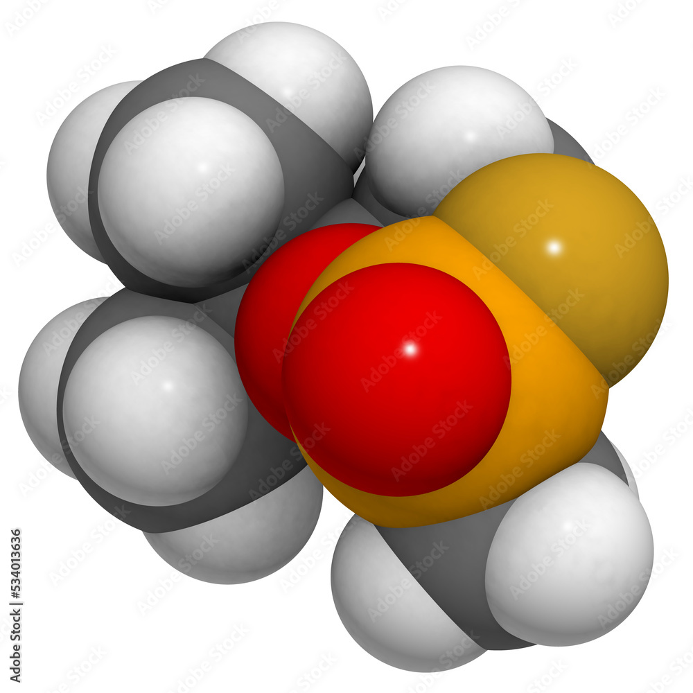 Soman nerve agent, molecular model. Soman is a chemical weapon ...