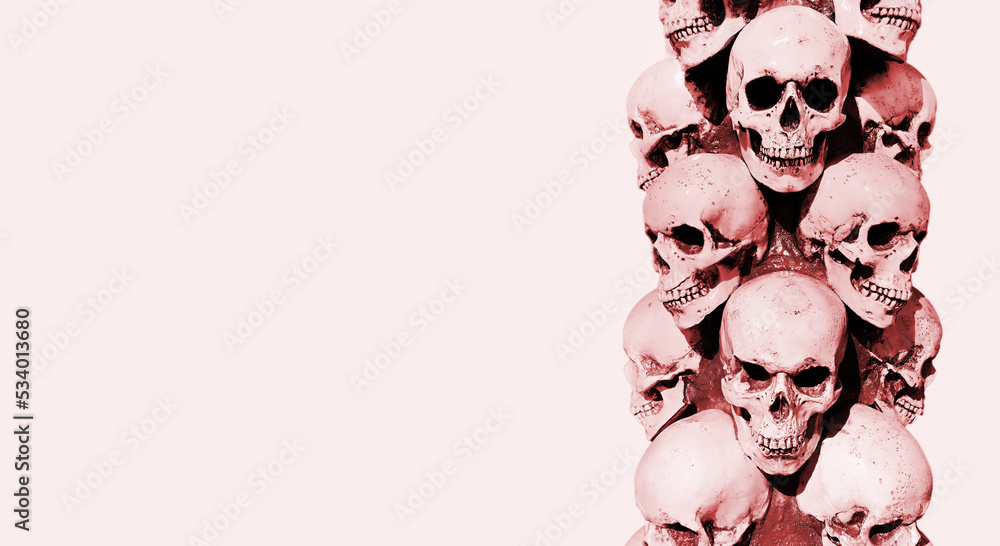 Pile of old human skull halloween background Stock Photo | Adobe Stock