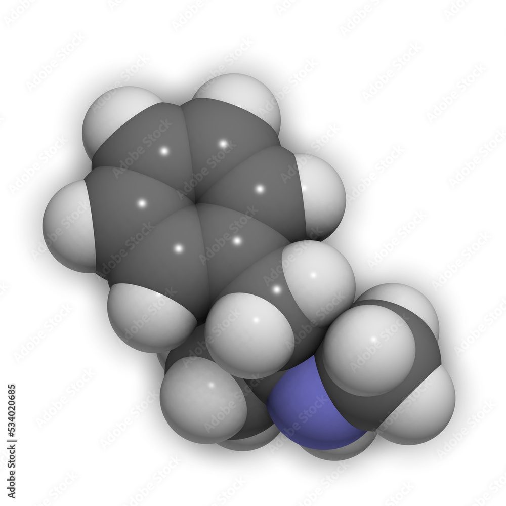 methamphetamine (crystal, meth) psychostimulant drug, molecular model ...