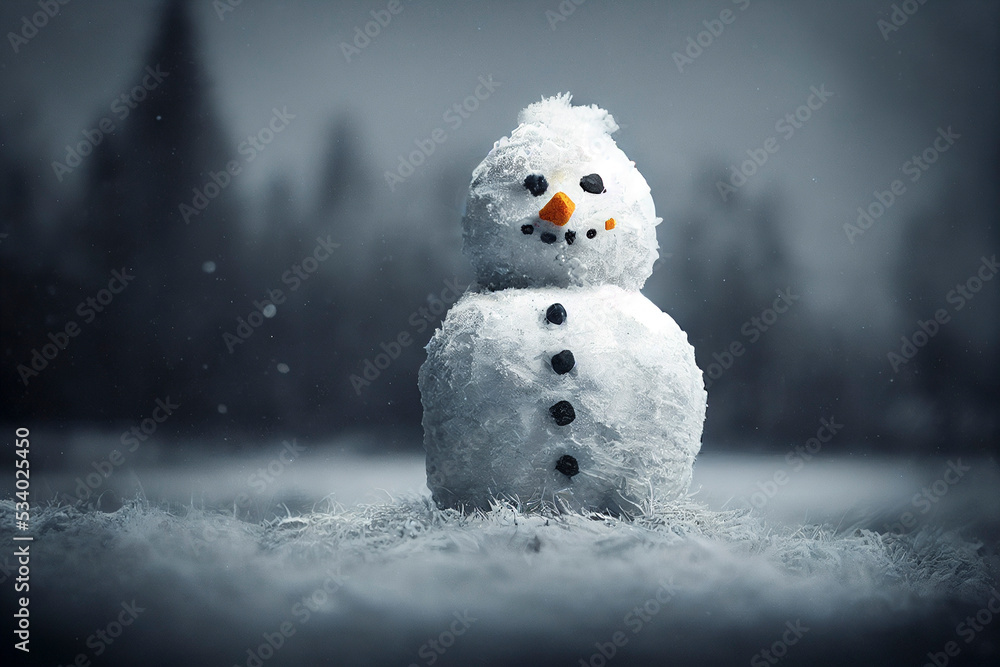Cute little snowman illustration, holiday scene Stock Illustration ...