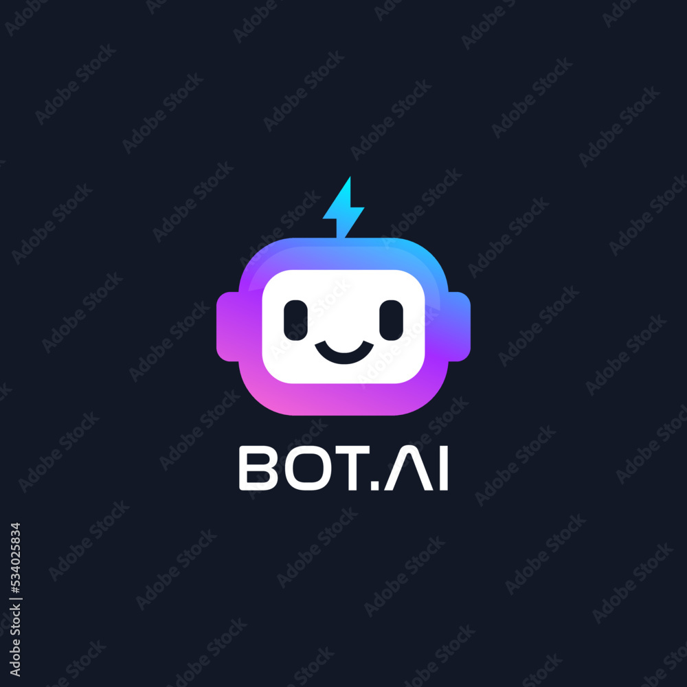 Artificial intelligence AI Robot Chat Bot Logo Vector Template Stock ...