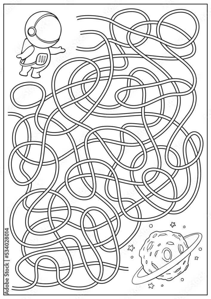 Maze game and coloring book for kids. Labyrinth with cute cartoon ...