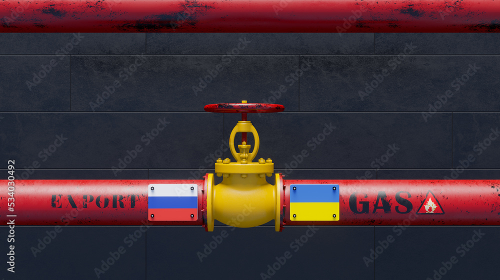 Russian gas to Ukraine, Pipe of gas from Russia to Ukraine, Valve on ...