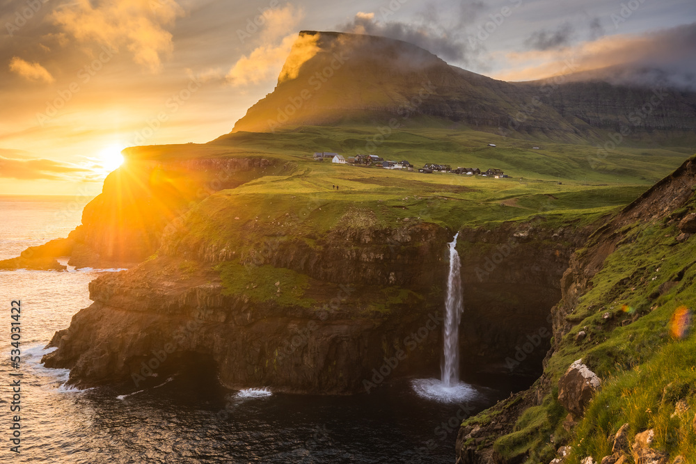 Amazing landscapes of the Faroe Islands captured in summer. Views of ...