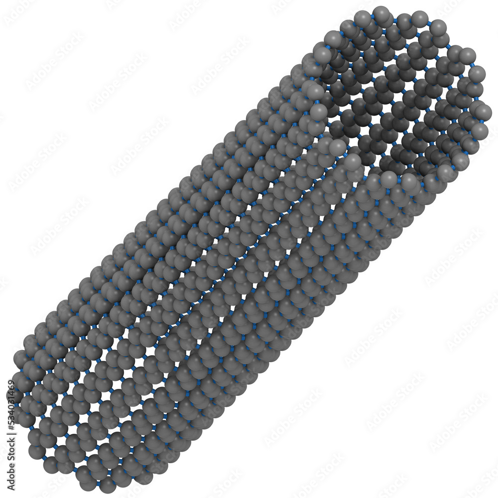 Carbon nanotube molecule, chemical structure. Carbon nanotubes are ...