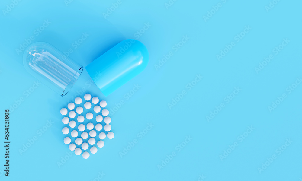 Capsule with granules background with copy space, can be used as ...