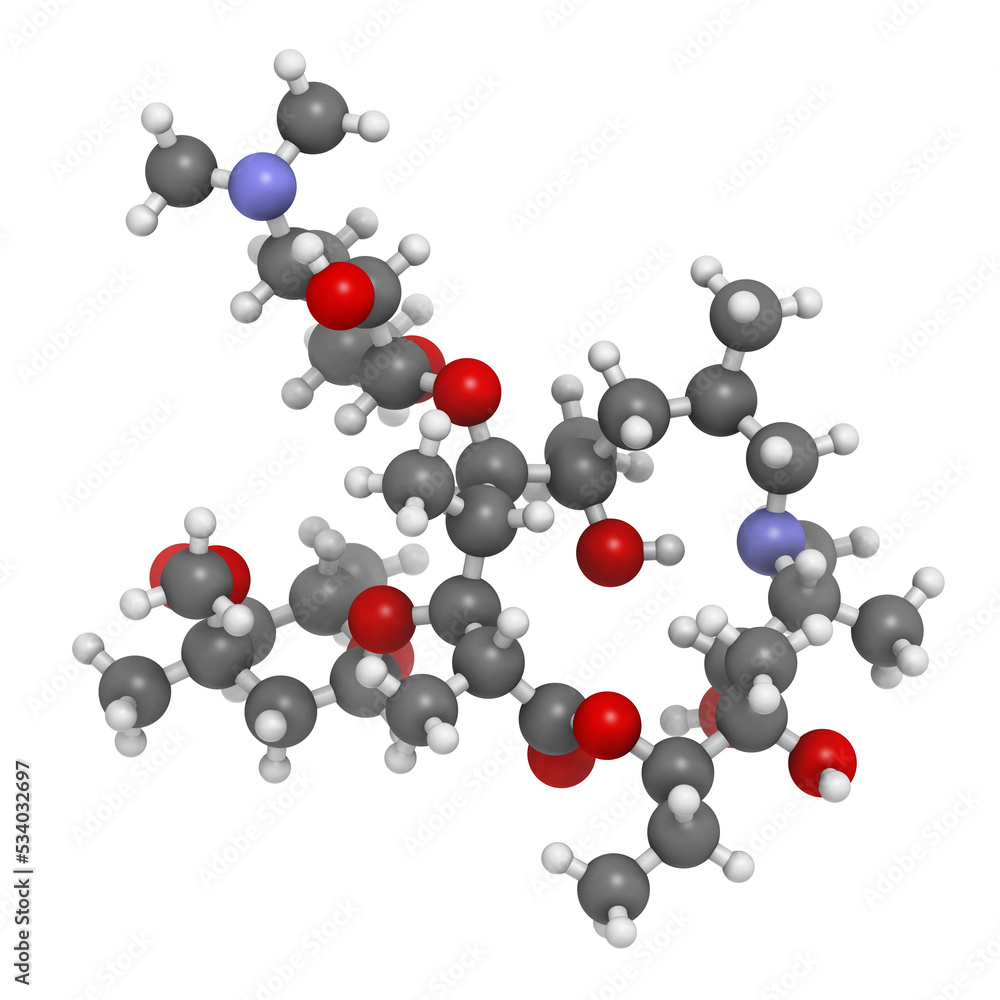 Azithromycin antibiotic drug (macrolide class), chemical structure ...