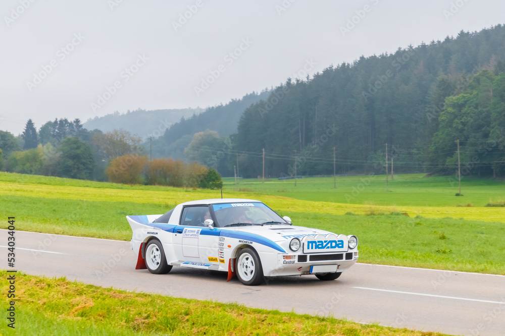 1984 Mazda RX7 japanese oldtimer vintage rallye racing car in a ...
