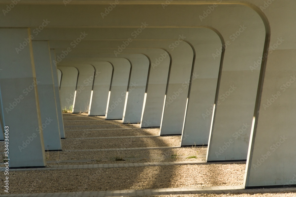 Symetric view under bridge, background desgin. White color ...