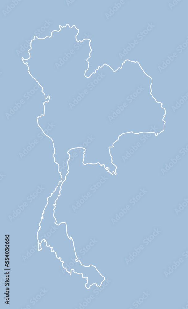 Vector outline map Thailand, template Asia country Stock Vector | Adobe ...