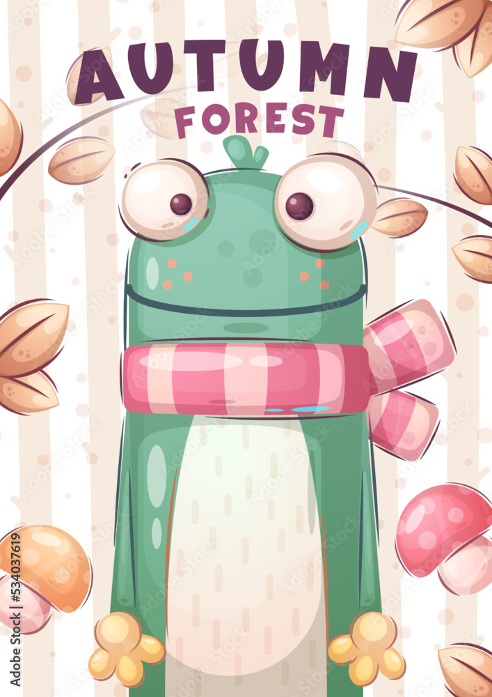 Cartoon character frog - poster template Stock Vector | Adobe Stock
